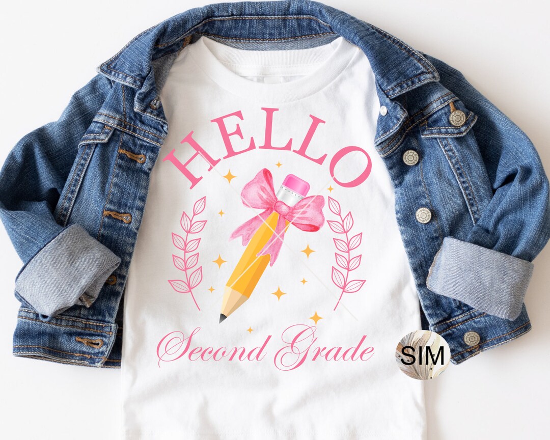 Hello 2nd Grade PNG File, Back to School PNG, Coquette Bow & Pencil Png ...