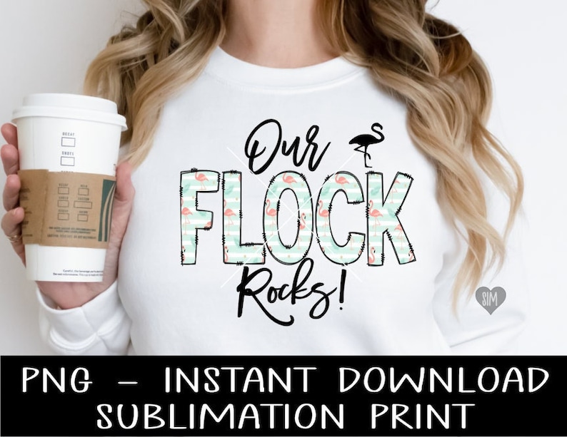 Our Flock Rocks PNG File, Flamingo Sublimation Digital Design, PNG for ...