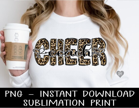 Cheer Coach PNG Cheerleader Coach Cheetah Gold Glitter - Etsy
