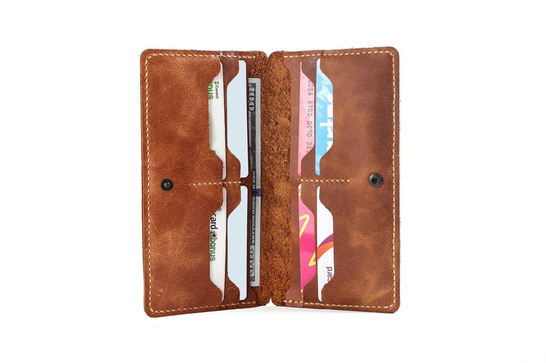 Personalized Leather Long Wallet: Iphone/card Holder, Handmade - Etsy