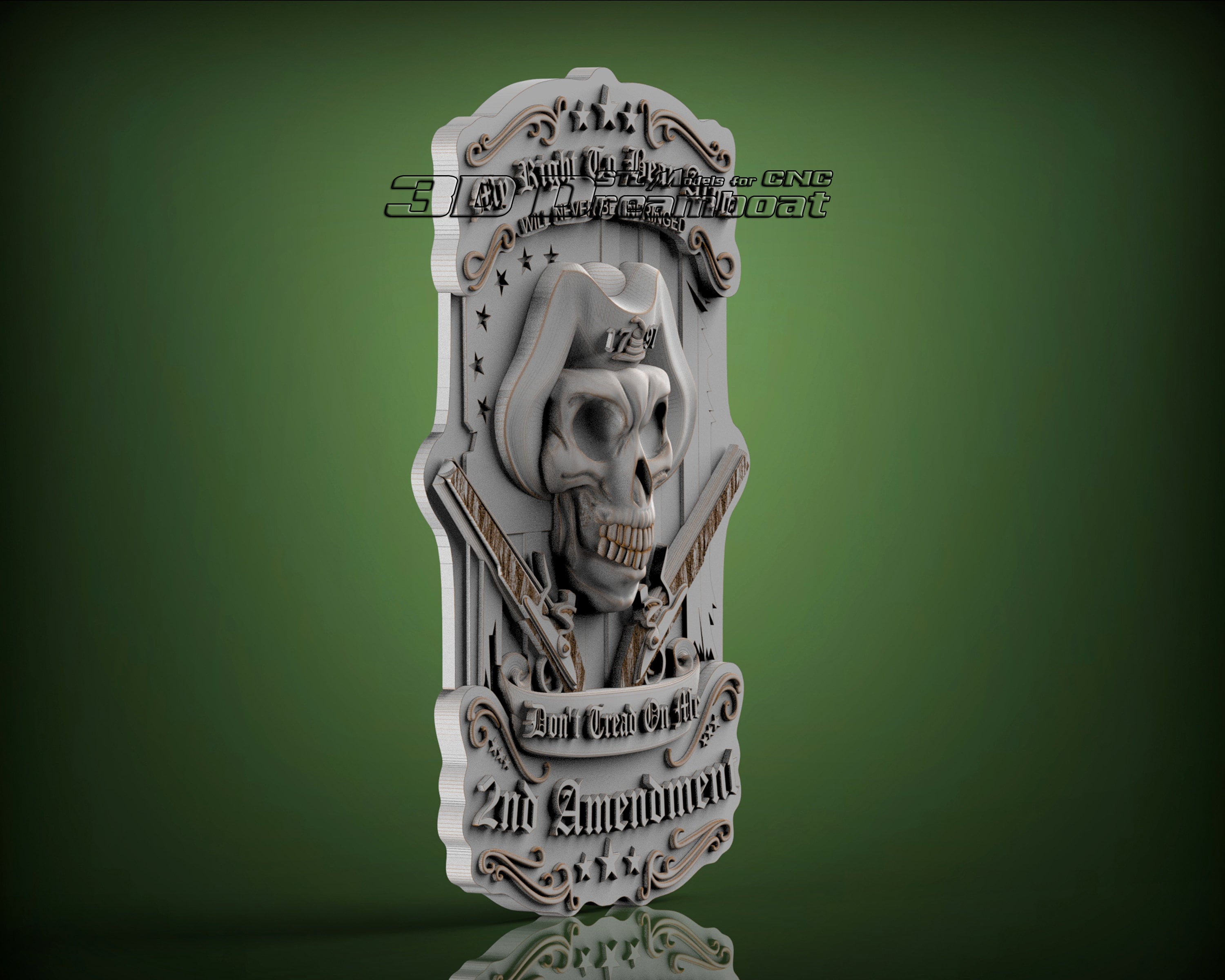 2nd Amendment Skull 3d STL Model for CNC Router Artcam | Etsy