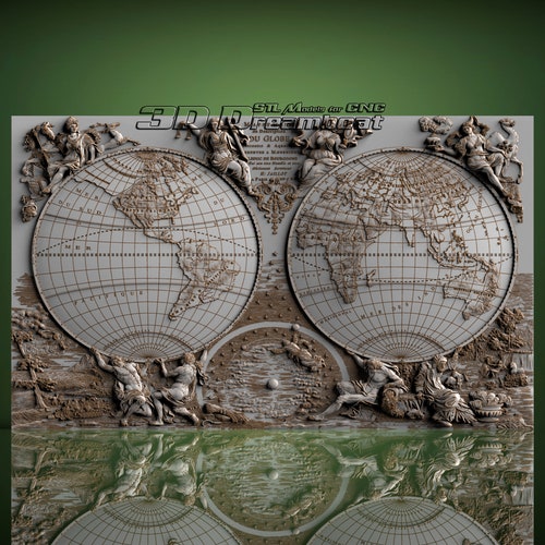 Buy The World Map 3d STL Model for CNC Router Artcam Vetric Online in ...