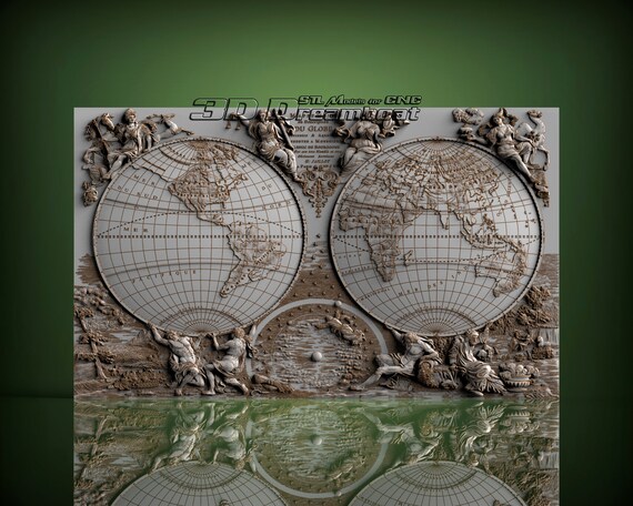 The World Map 3d STL Model for CNC Router Artcam Vetric | Etsy India