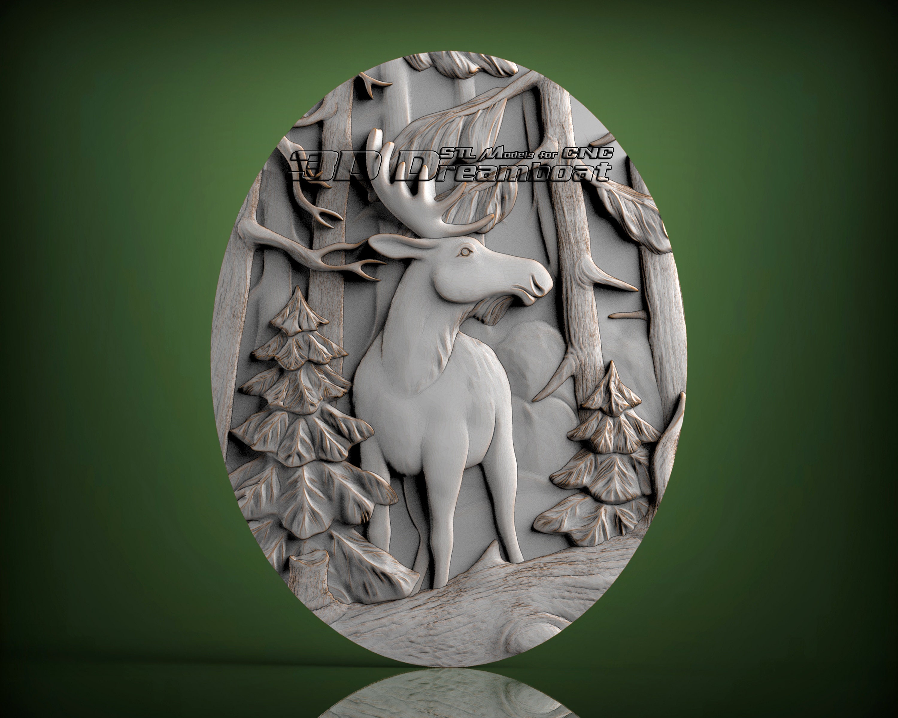 Reindeer 3d STL Model for CNC Router Artcam Vetric - Etsy