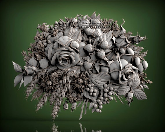 Flowers 3d STL Model for CNC Router Artcam Vetric - Etsy