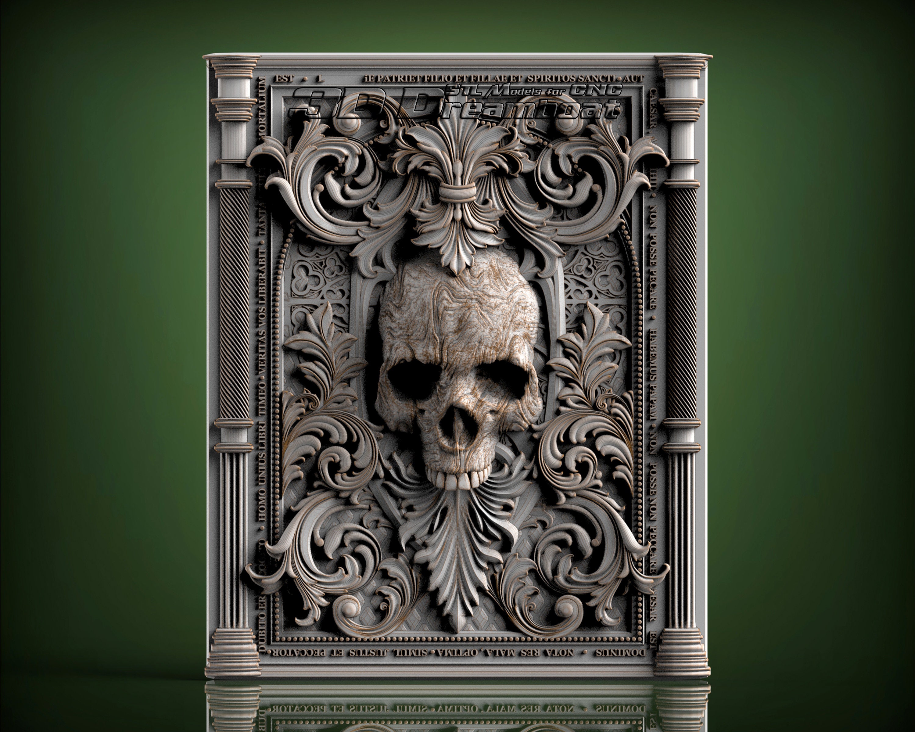 Skull in Victorian Frame 3d STL Model for CNC Router Artcam - Etsy UK