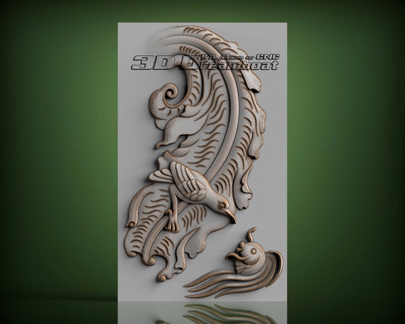 Fish and Bird 3d STL Model for CNC Router Artcam Vetric | Etsy