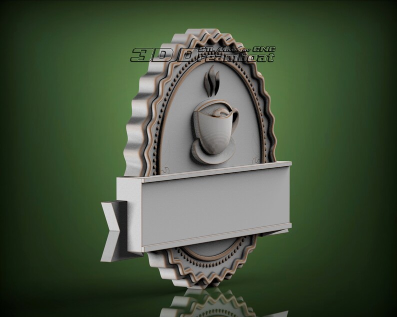 Coffee Shield 3d STL Model for CNC Router Artcam Vetric | Etsy