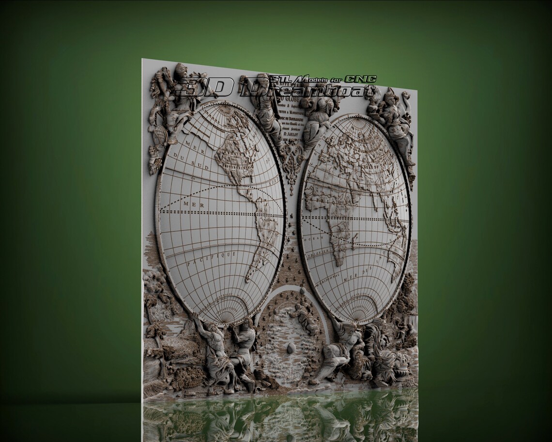 The World Map 3d STL Model for CNC Router Artcam Vetric - Etsy Finland