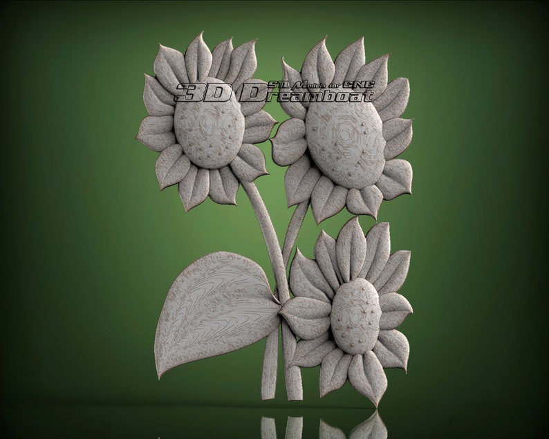 Sunflowers 3d STL Model for CNC Router Artcam Vetric - Etsy Finland