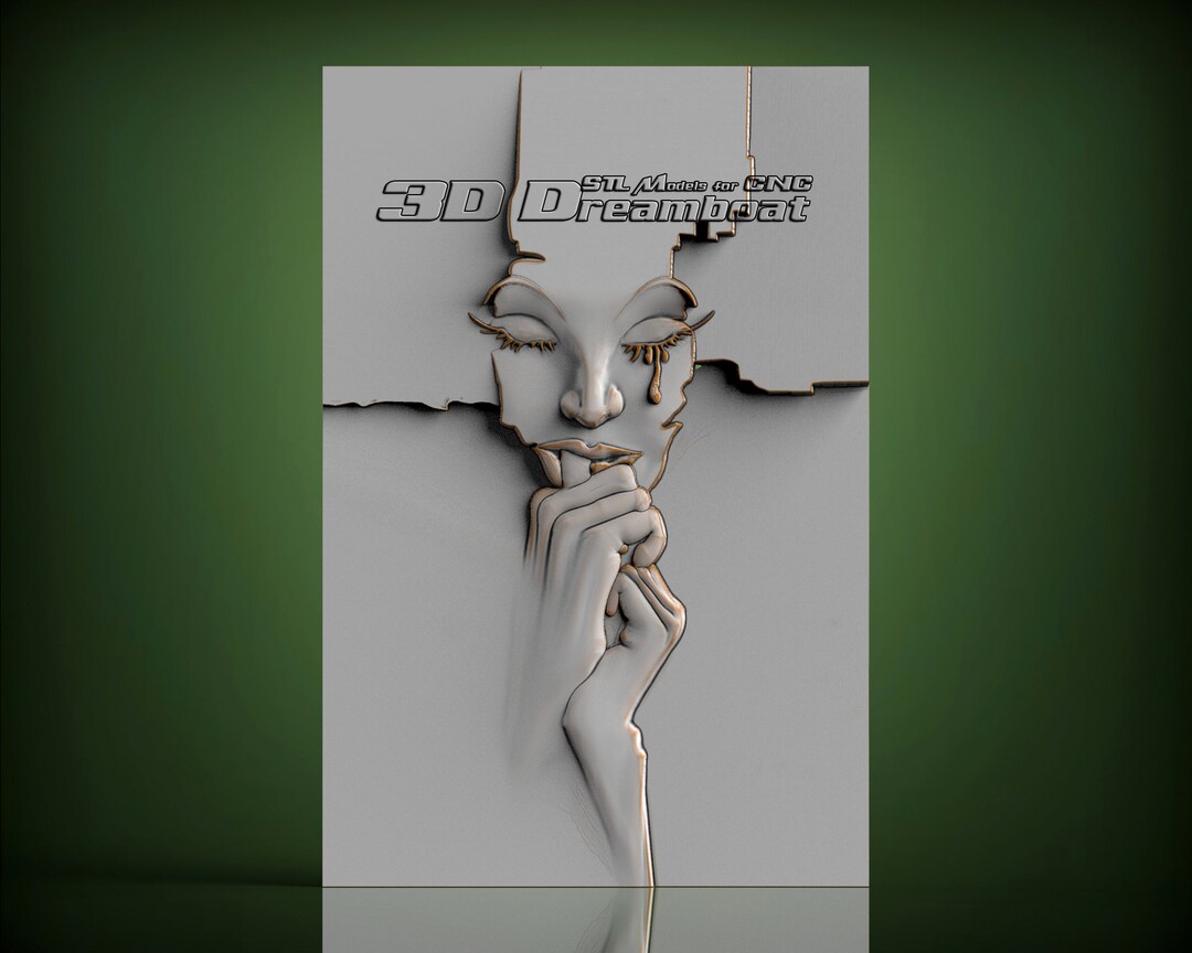 The Crying Girl, 3d STL Model for CNC Router, Artcam, Vetric, Engraver ...