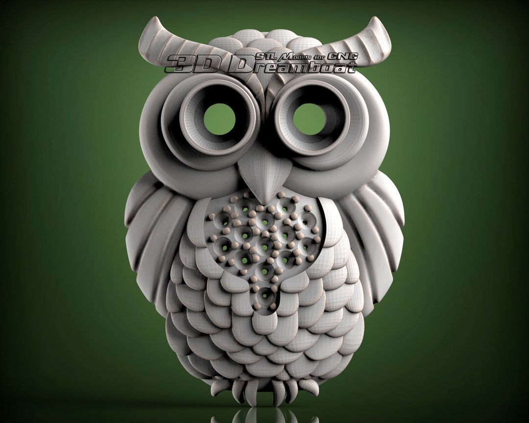 Búho, Modelo 3d STL para enrutador CNC, Artcam, Vetric, Grabador ...