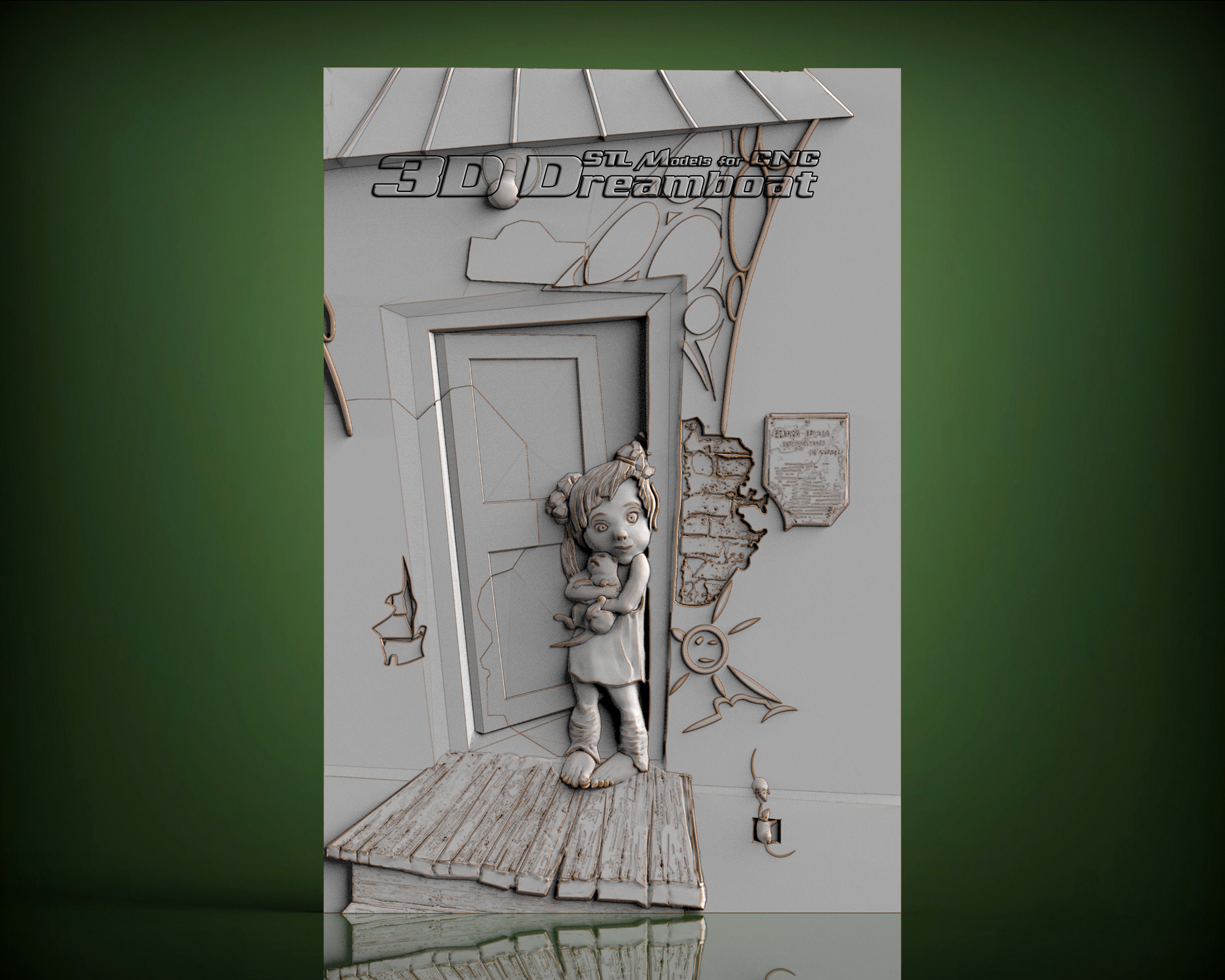 Little Girl 3d STL Model for CNC Router Artcam Vetric | Etsy