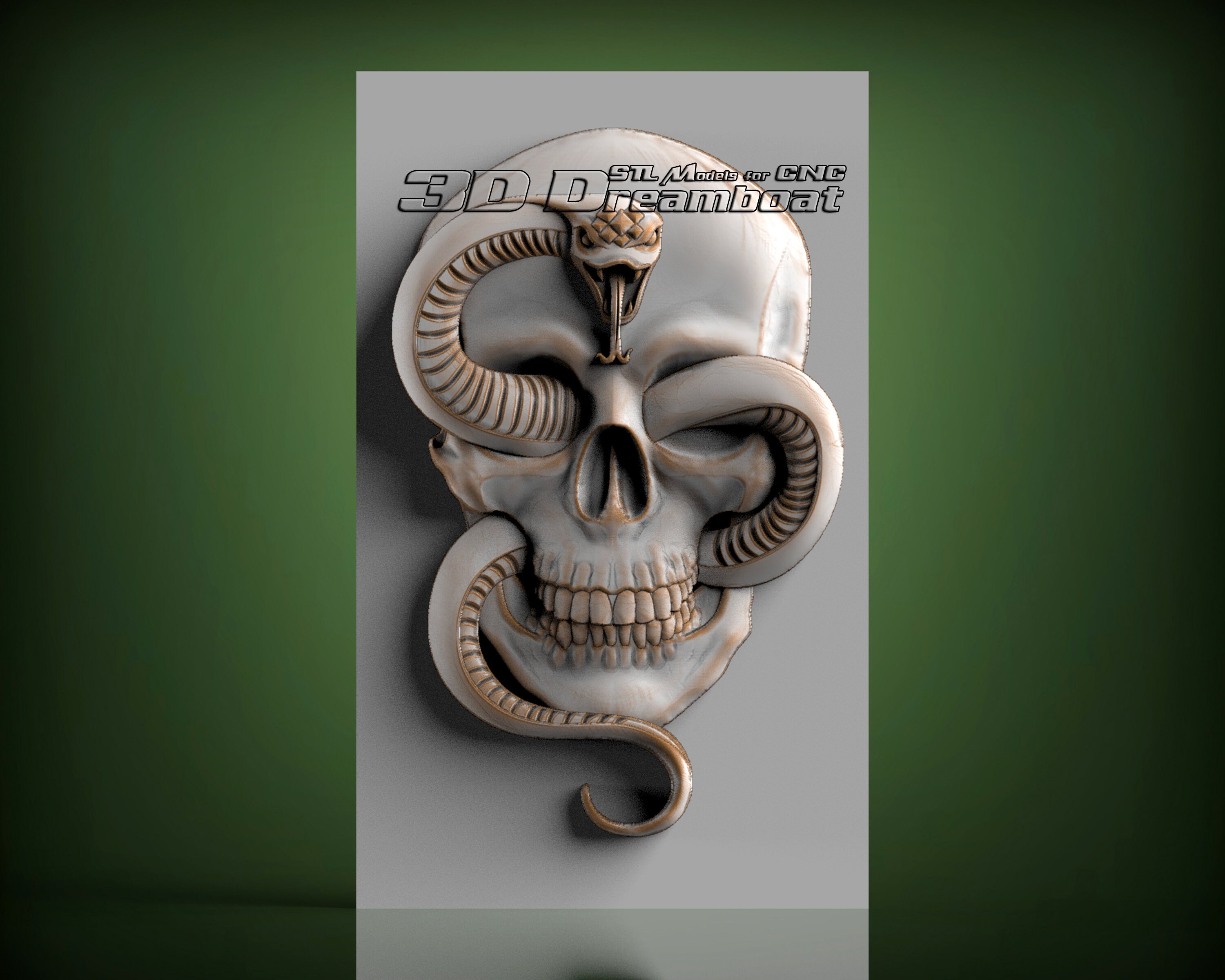 Skull and Snake 3d STL Model for CNC Router Artcam Vetric | Etsy