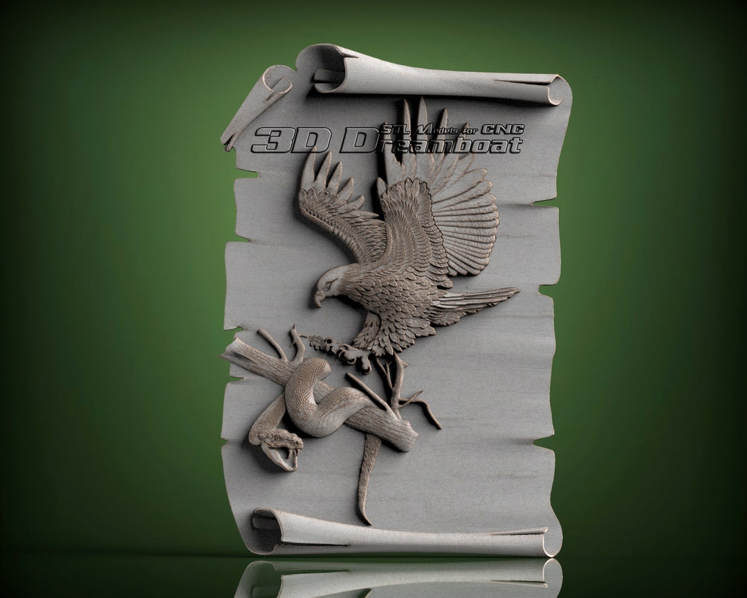 Hawk and the Snake, 3d STL Model for CNC Router, Artcam, Vetric ...