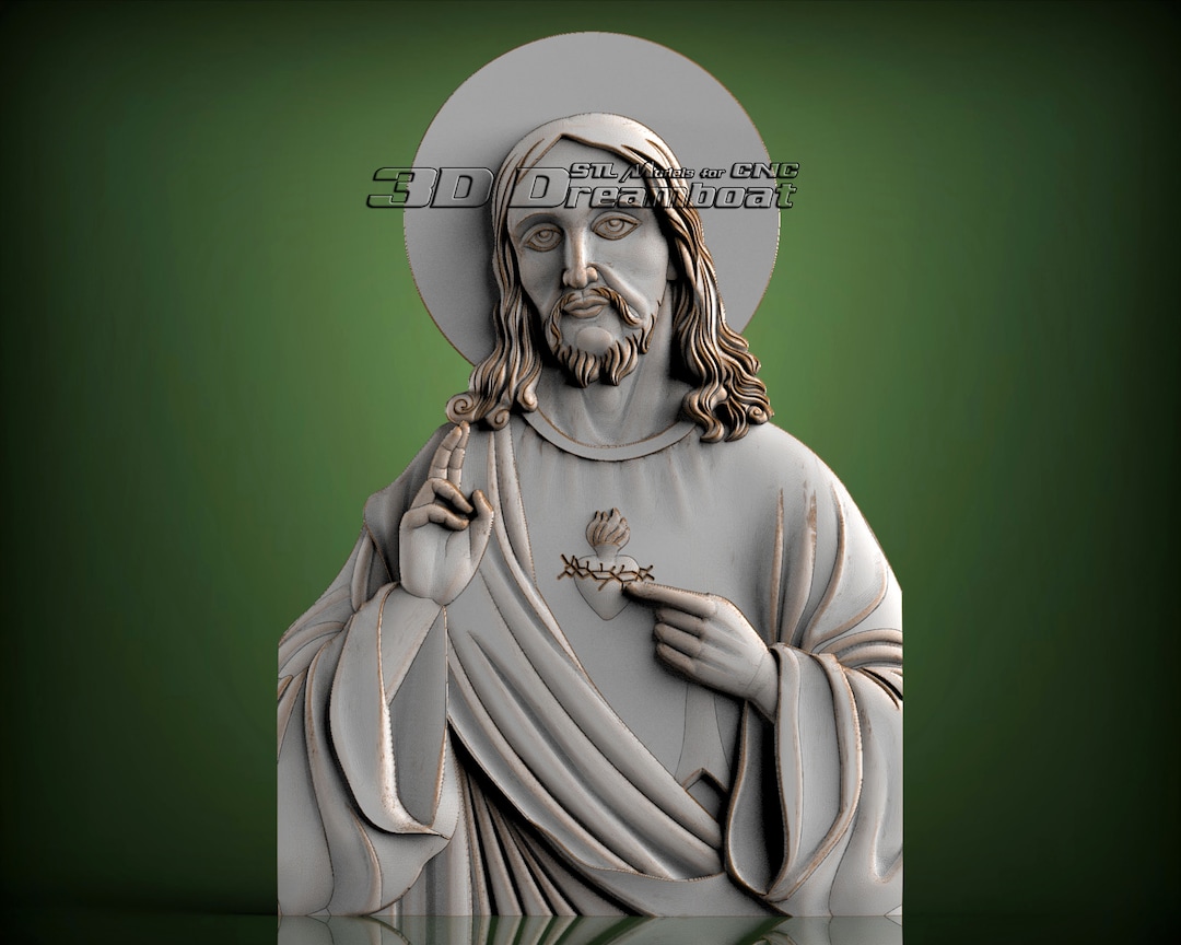 Jesus, 3d STL Model for CNC Router, Artcam, Vetric, Engraver, Relief ...