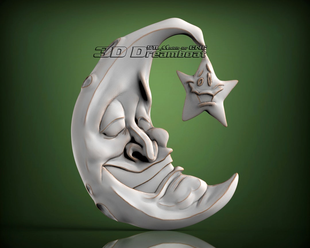 Moon, 3d STL Model for CNC Router, Artcam, Vetric, Engraver, Relief ...