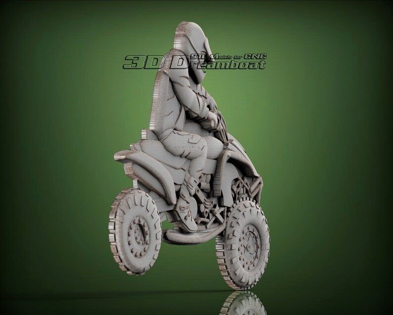 Quad Bike Rider 3d STL Model for CNC Router Artcam Vetric | Etsy