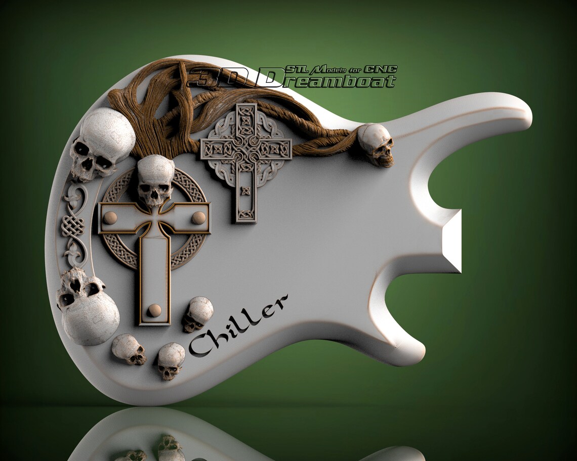 Skull Guitar Case 3d STL Model for CNC Router Artcam - Etsy