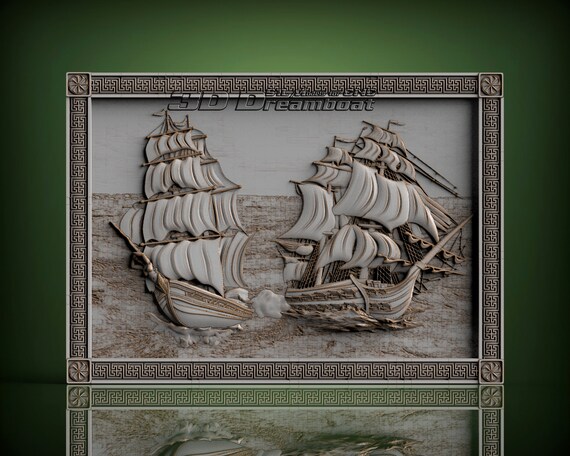 Ships Between the Waves 3d STL Model for CNC Router Artcam - Etsy