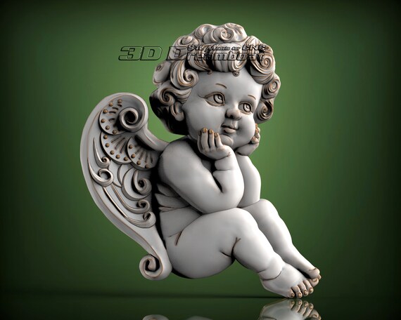 Angel 3d STL Model for CNC Router Artcam Vetric Engraver - Etsy