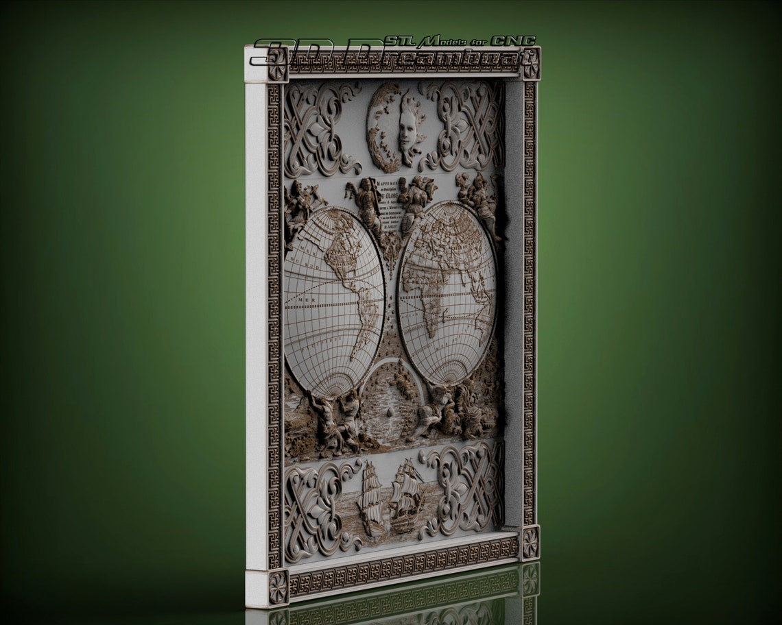 The World Map 3d STL Model for CNC Router Artcam Vetric | Etsy