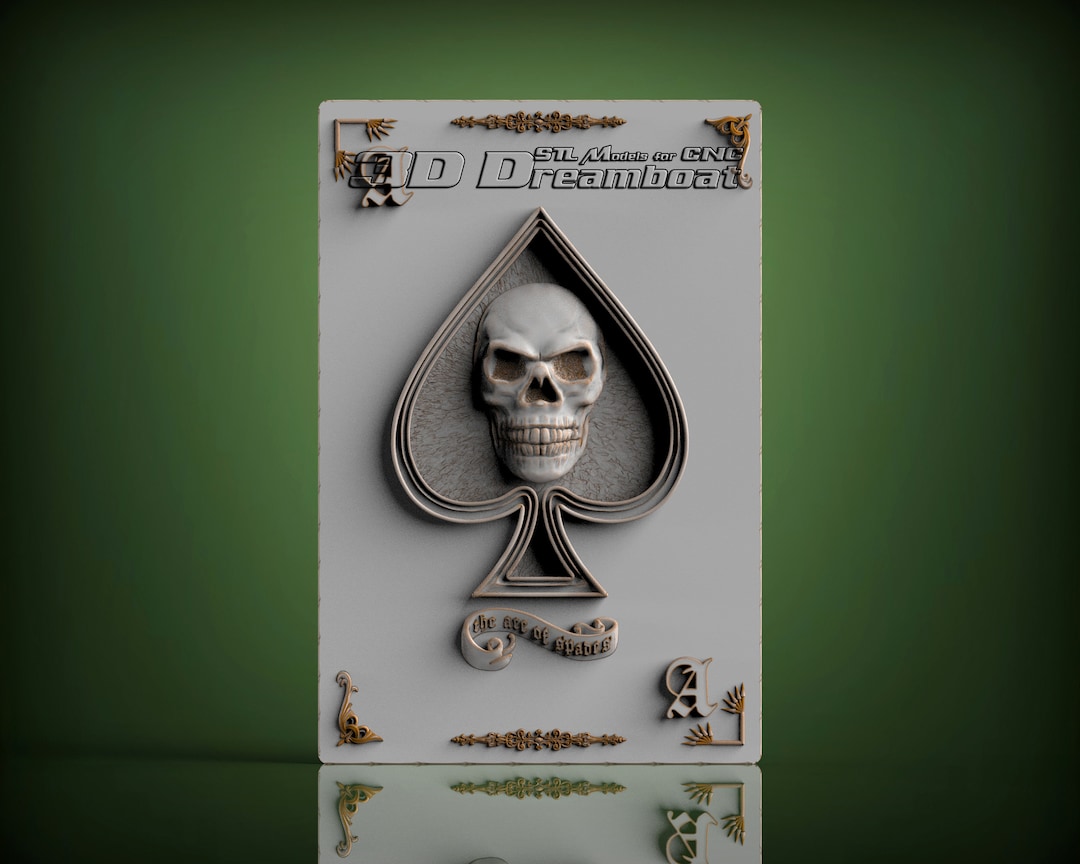 Ace of Spades, 3d STL Model for CNC Router, Artcam, Vetric, Engraver ...