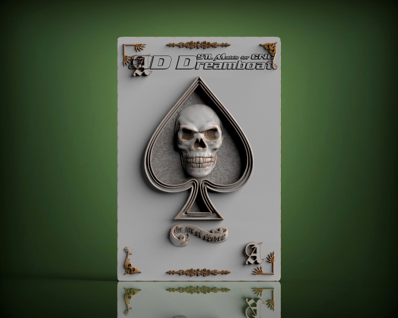 Ace of Spades 3d STL Model for CNC Router Artcam Vetric | Etsy