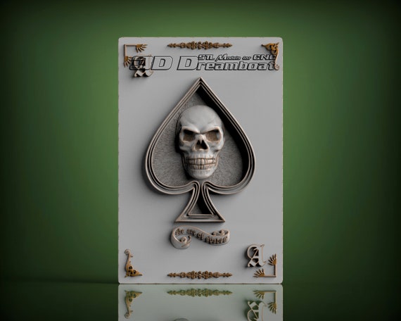 Ace of Spades 3d STL Model for CNC Router Artcam Vetric | Etsy