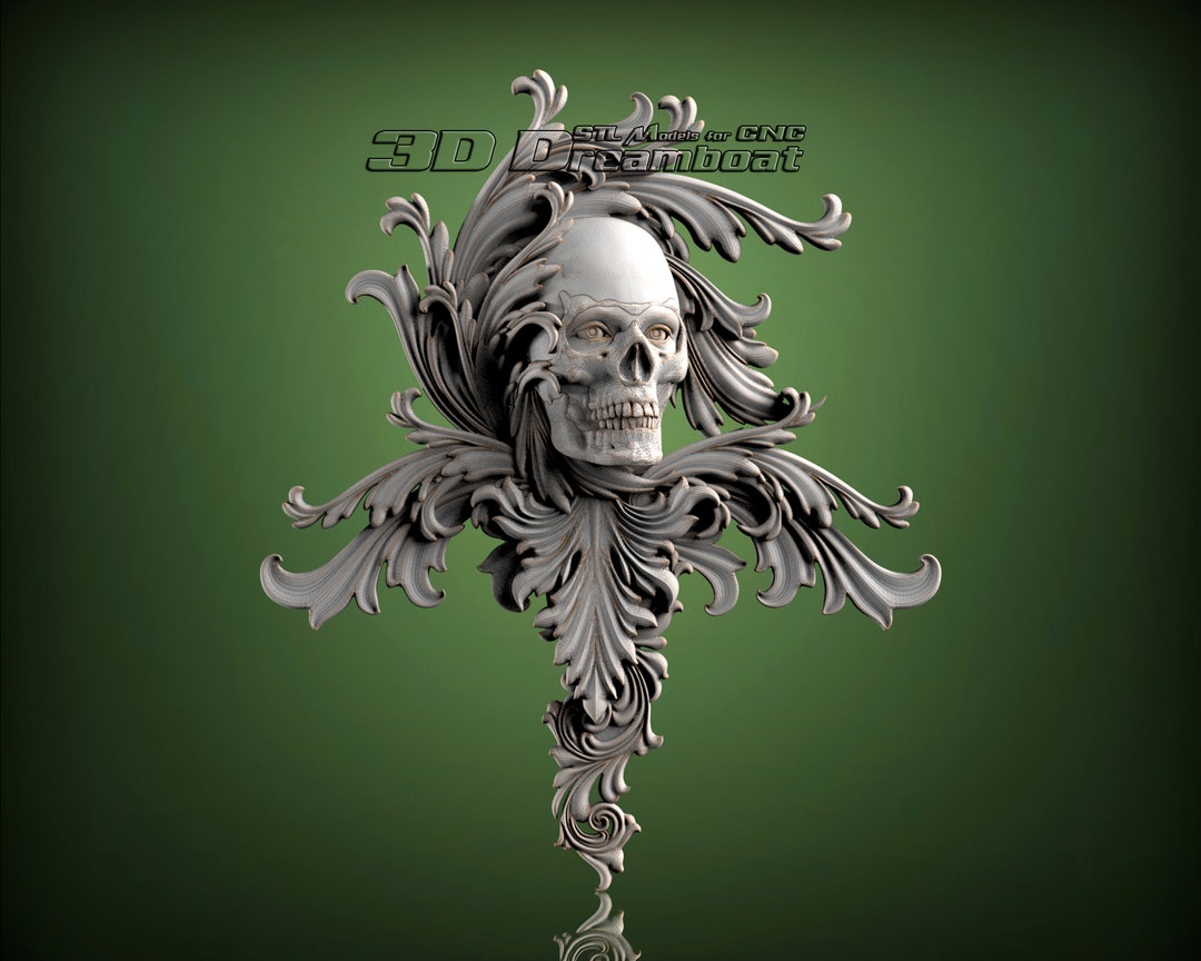 Skull, 3d STL Model for CNC Router, Artcam, Vetric, Engraver, Relief ...