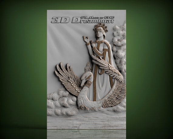 Beautiful Girl and Swan 3d STL Model for CNC Router Artcam | Etsy