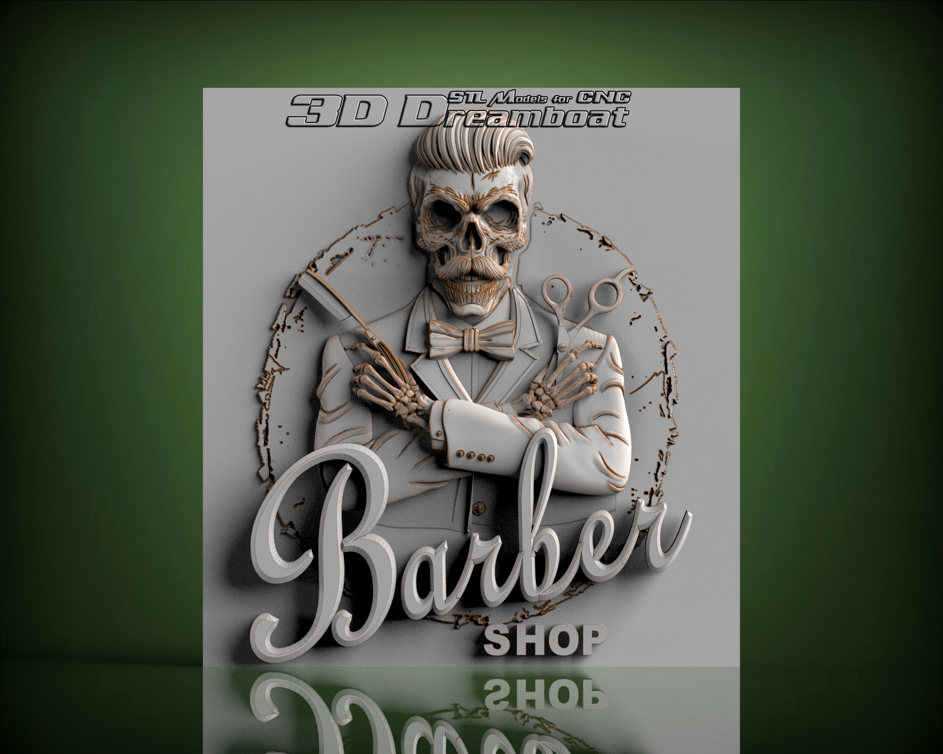 Barber Shop 3d STL Model for CNC Router Artcam Vetric | Etsy