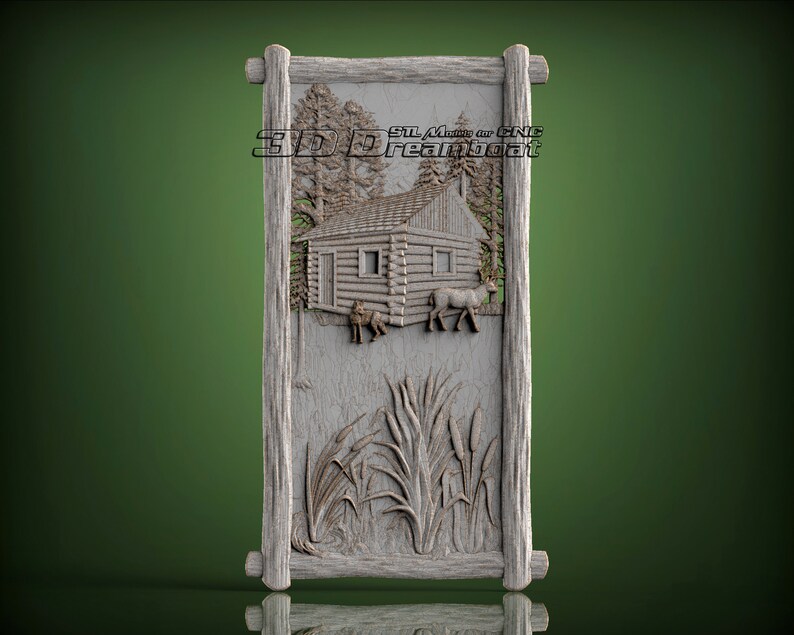 Log Frame Cabin Scene 3d STL Model for CNC Router Artcam - Etsy