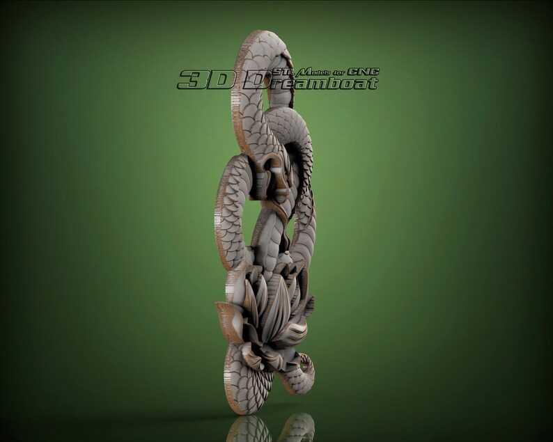 Snake and Lotus 3d STL Model for CNC Router Artcam Vetric - Etsy