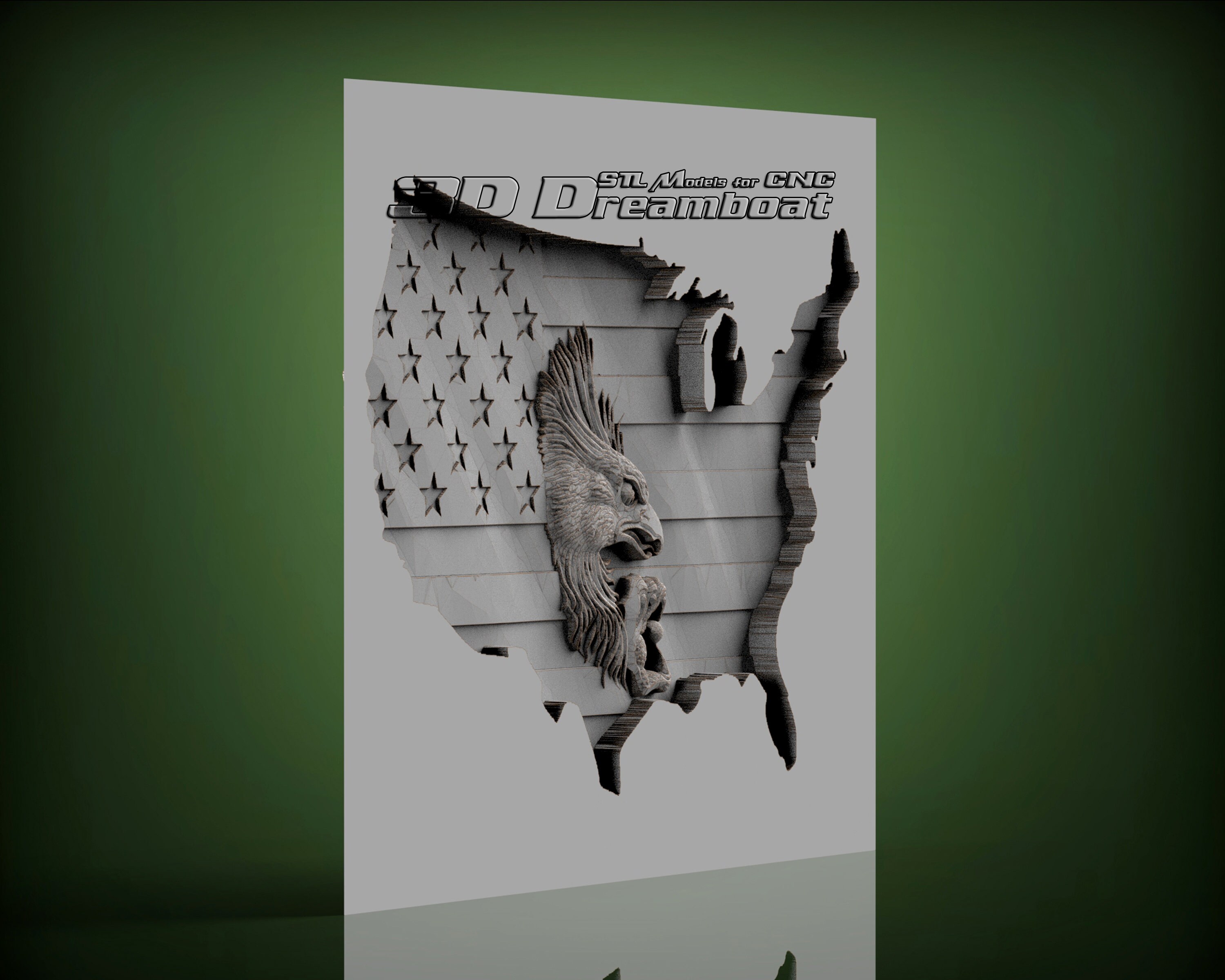 Eagle in USA Flag, 3d STL Model for CNC Router, Artcam, Vetric ...