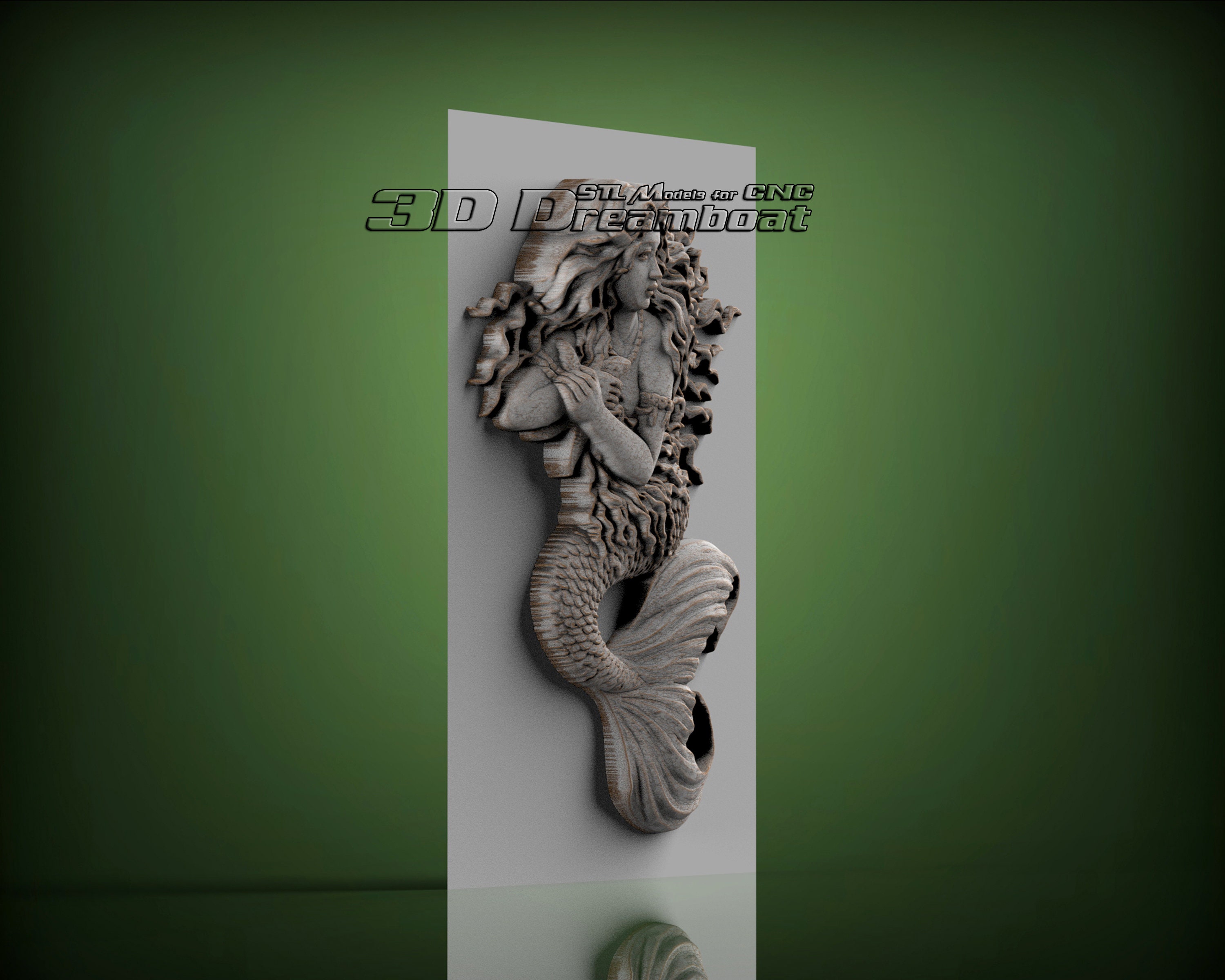 Mermaid 3d STL Model for CNC Router Artcam Vetric | Etsy