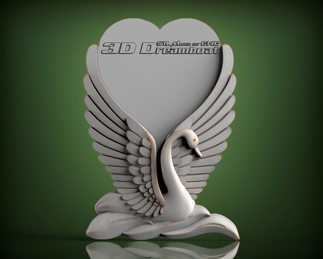 Swan, 3d STL Model for CNC Router, Artcam, Vetric, Engraver, Relief ...