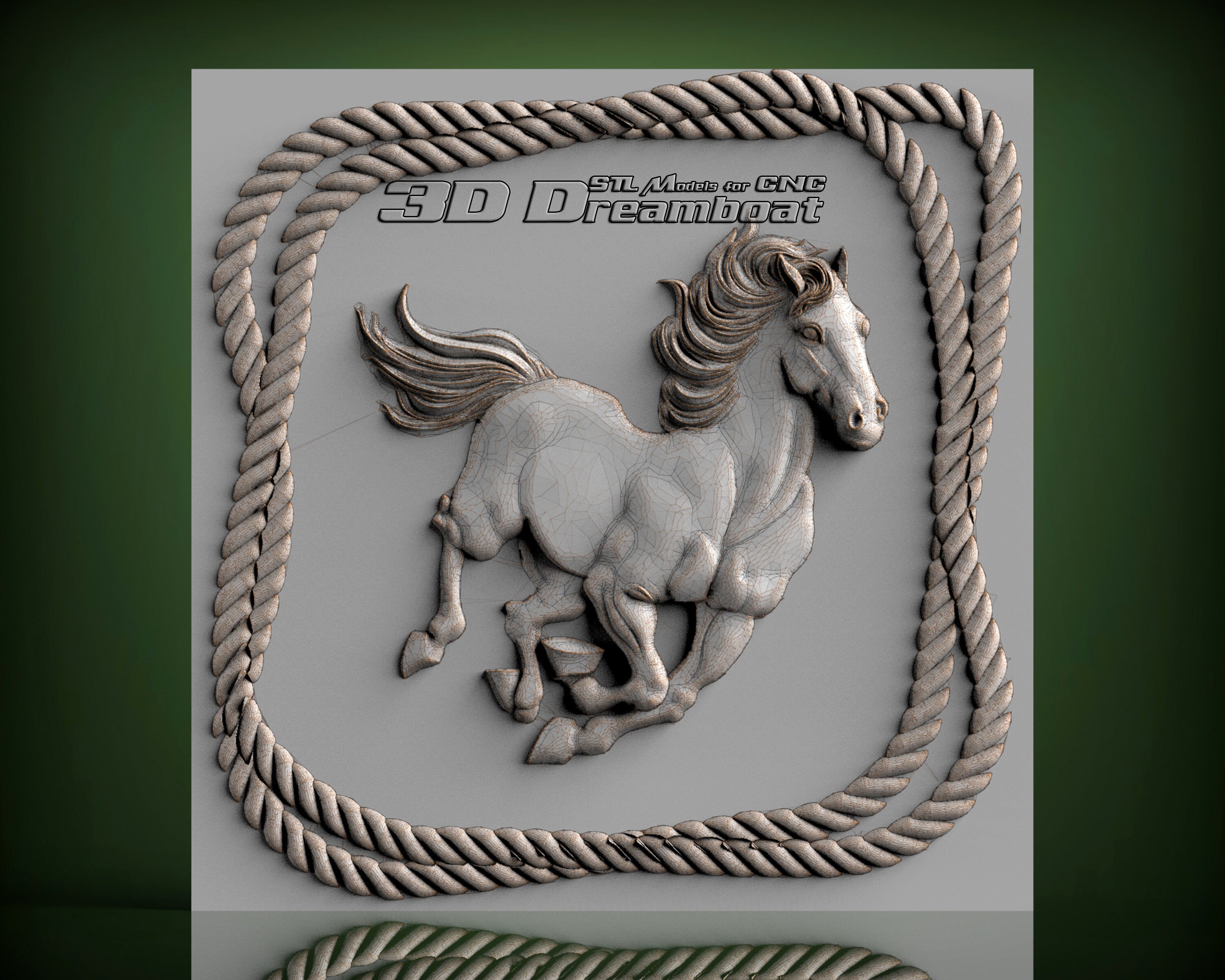 Running Horse Rope Border 3d STL Model for CNC Router | Etsy