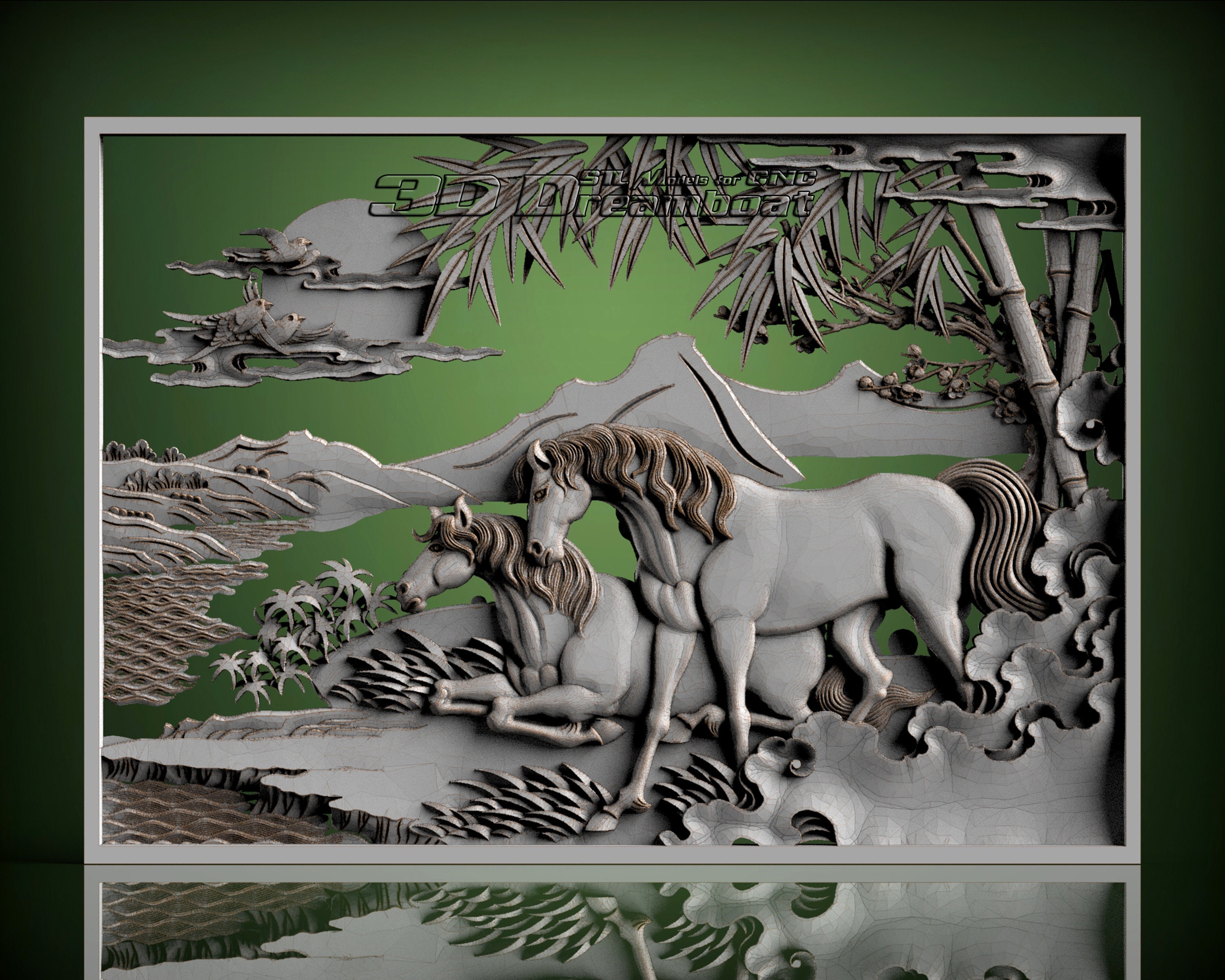 Horses 3d STL Model for CNC Router Artcam Vetric Engraver - Etsy