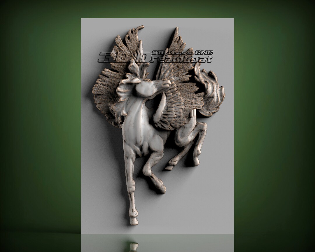 Pegasus, 3d STL Model for CNC Router, Artcam, Vetric, Engraver, Relief ...