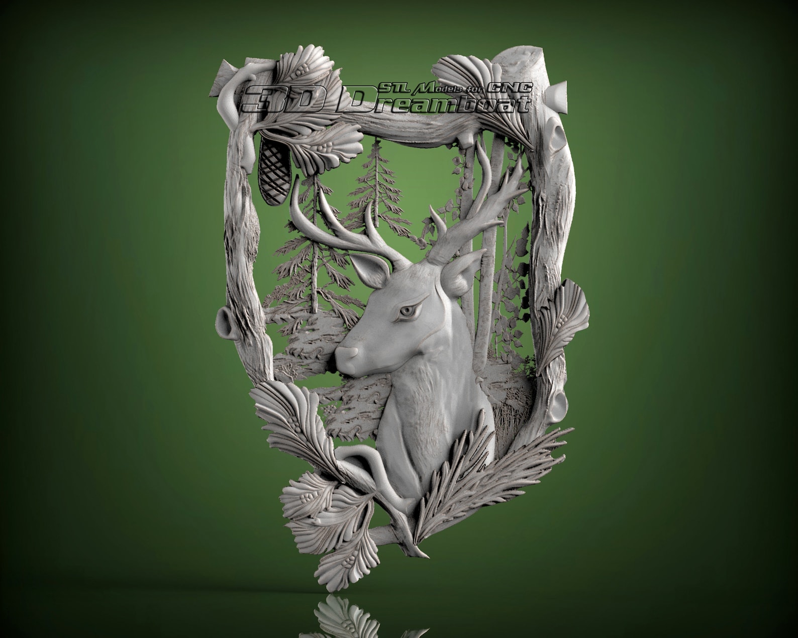 Deer 3d Stl Model For Cnc Router Artcam Vetric Engraver Etsy