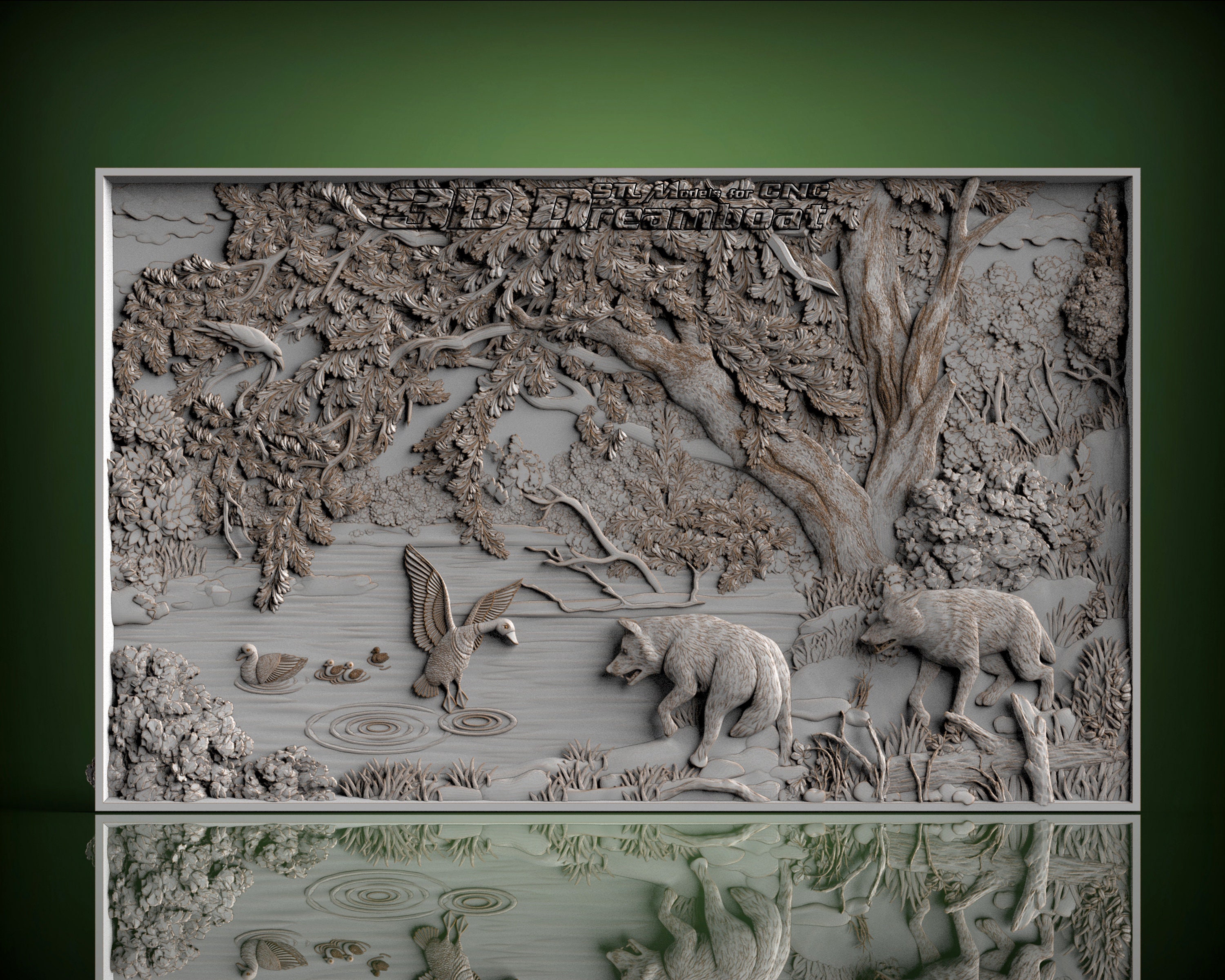 Forest View, 3d STL Model for CNC Router, Artcam, Vetric, Engraver ...