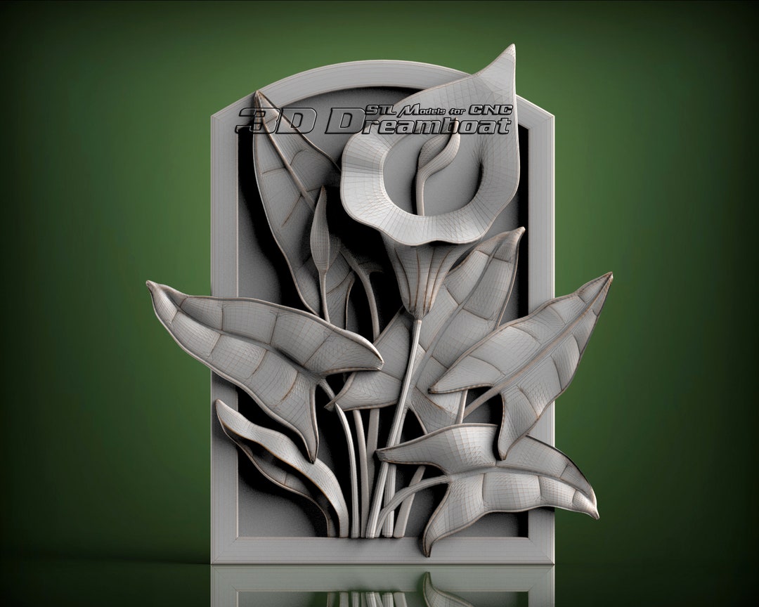 Calla Lilies Flower, 3d STL Model for CNC Router, Artcam, Vetric ...