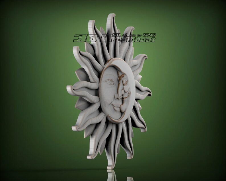 Sun and Moon 3d STL Model for CNC Router Artcam Vetric | Etsy