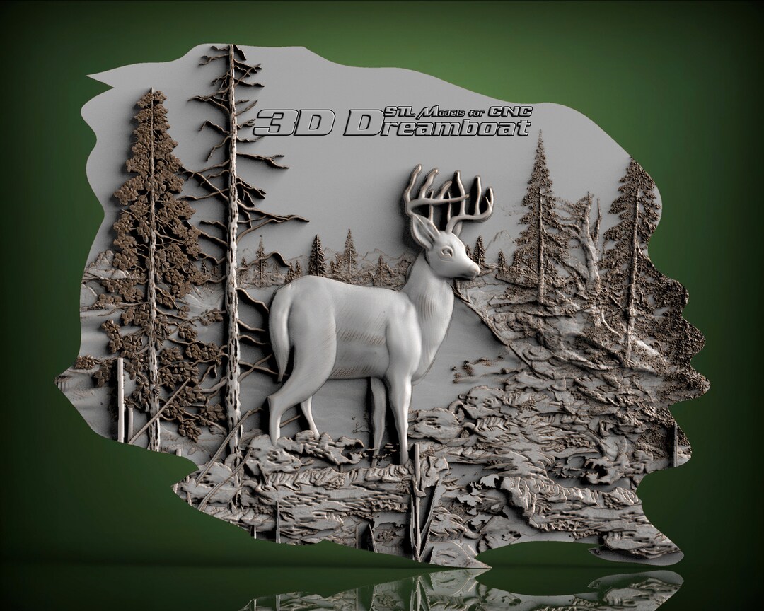 Deer, 3d STL Model for CNC Router, Artcam, Vetric, Engraver, Relief ...