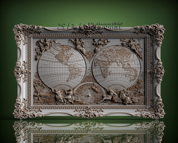 The World Map 3d STL Model for CNC Router Artcam Vetric | Etsy