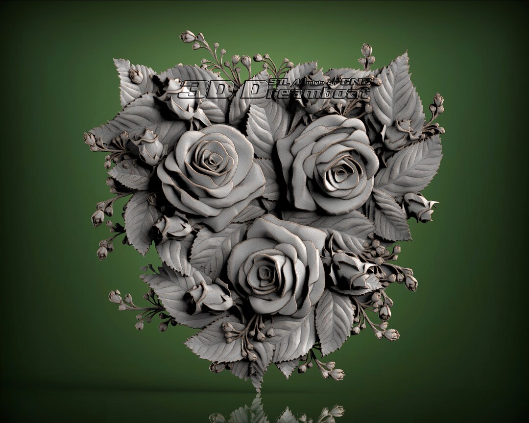 Flowers, 3d STL Model for CNC Router, Artcam, Vetric, Engraver, Relief ...