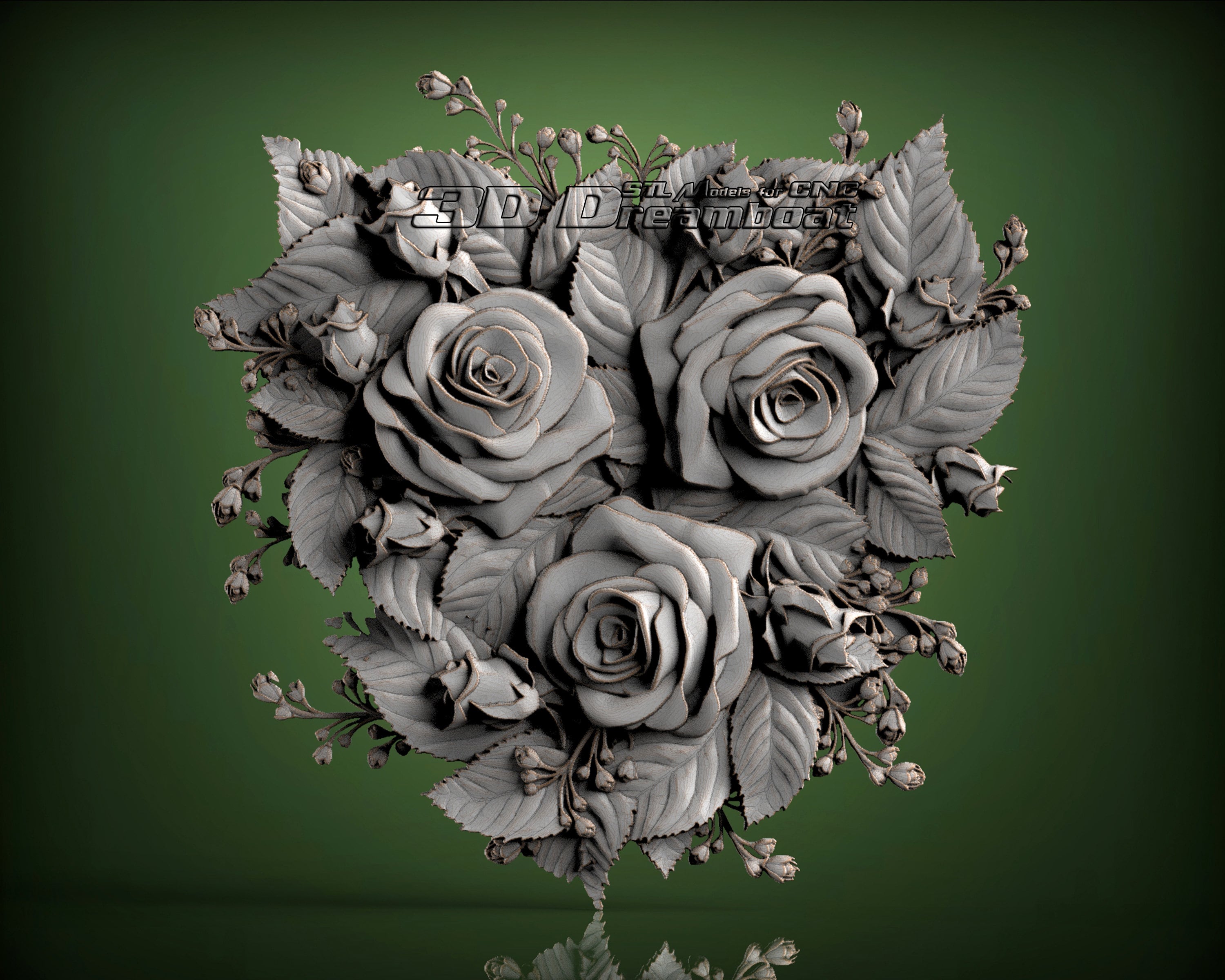 Flowers 3d Stl Model For Cnc Router Artcam Vetric Etsy