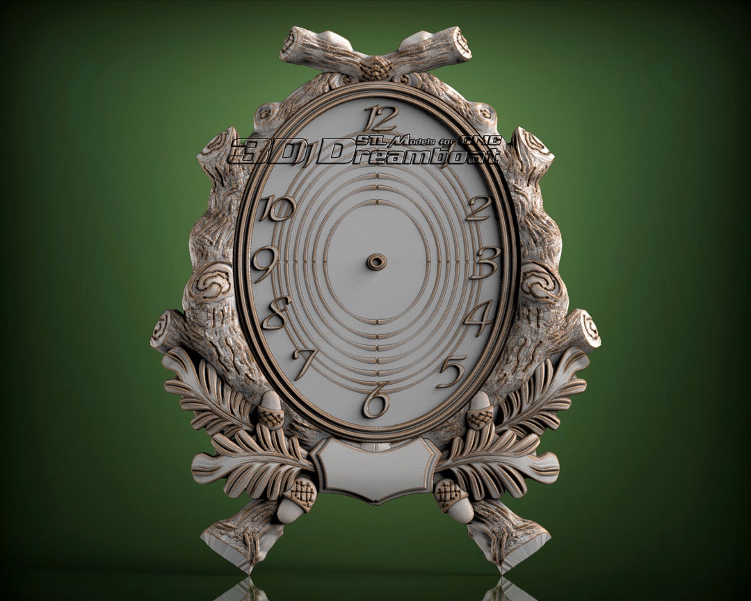 Wood Clock, 3d STL Model for CNC Router, Artcam, Vetric, Engraver ...