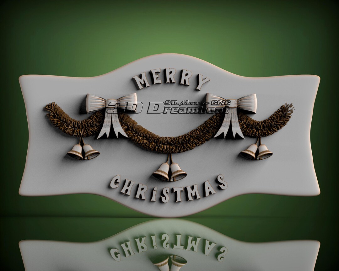 Merry Christmas Banner, 3d STL Model for CNC Router, Artcam, Vetric ...